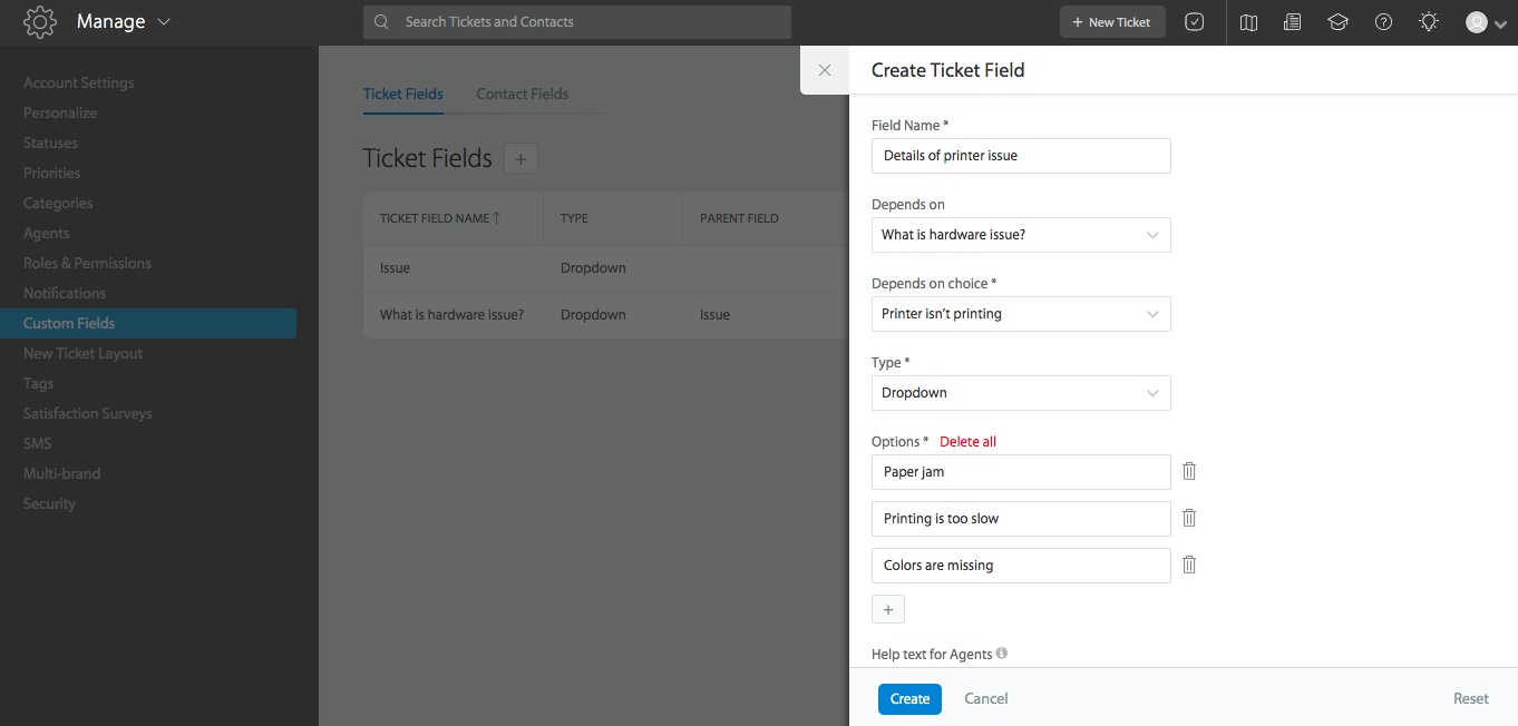 How to set a Parent-Child association between Custom Fields? - HappyFox Support